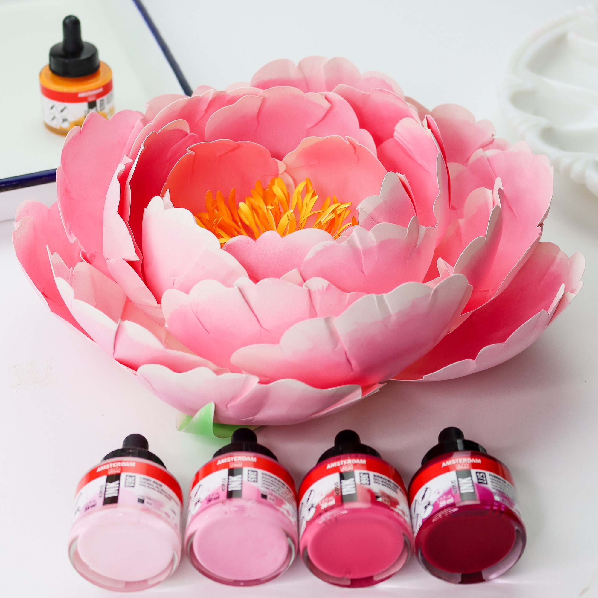 Giant Ball Peony Paper Flower Tutorial SVG, PNG Digital Files for ...
