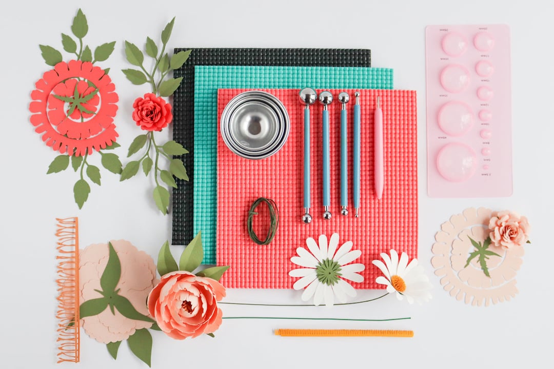 Deluxe Paper Flower Tool Kit With 3 Paper Flower Kits - Peony, Rose ...
