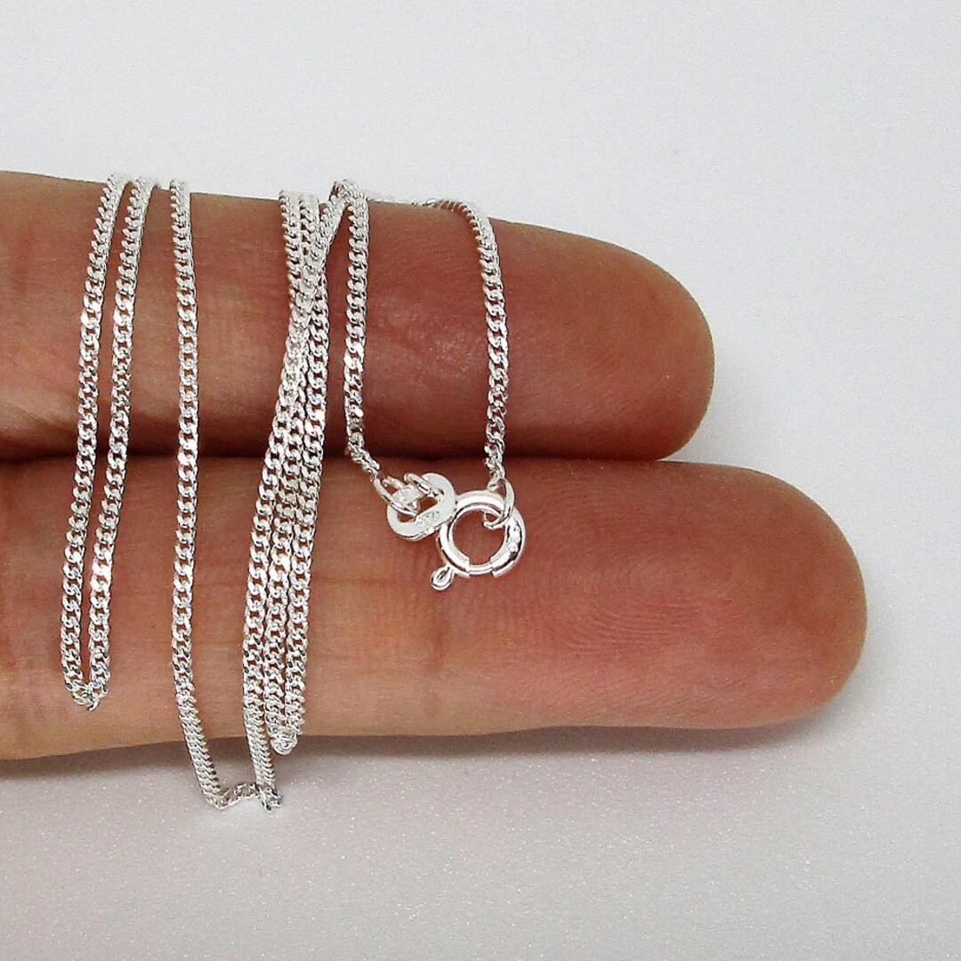 Baby Curb Chain, 18", Sterling Silver, Very Thin but Sturdy Italian ...