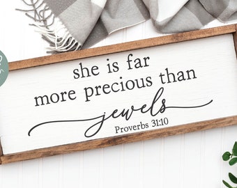 Printable 5x7 She is More Precious Than Jewels Bible Quote, Pink Gold ...