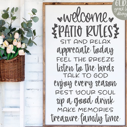 Welcome Patio Rules Digital Cut File Svg Dxf Png & Eps - Etsy UK