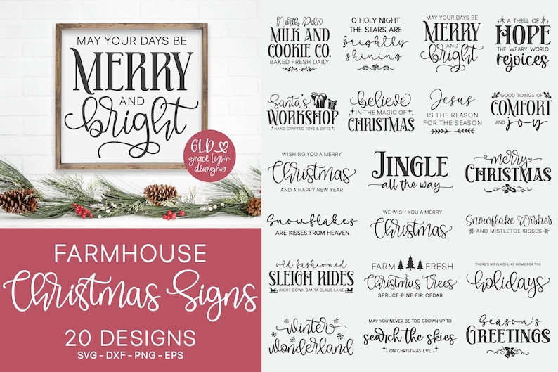 Farmhouse Christmas Sign SVG Bundle, Christmas Quote SVG, Christmas SVG ...
