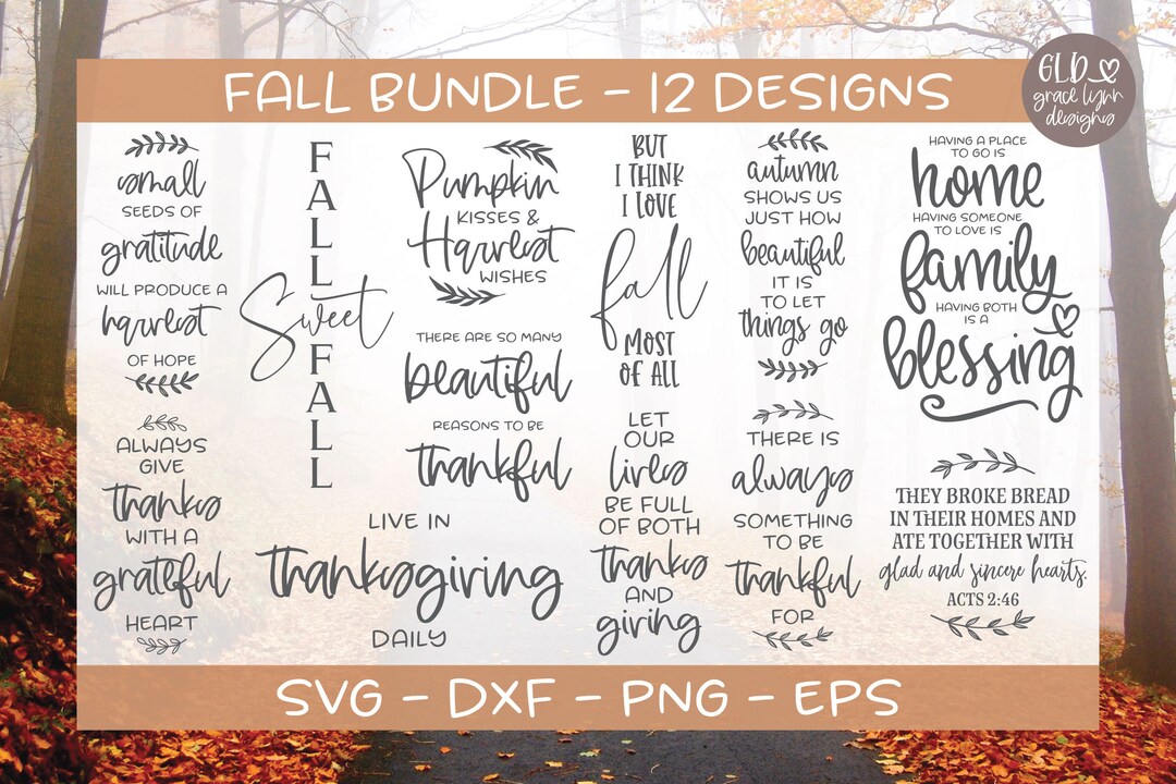 Fall Bundle - 12 Fall Digital Cutting Files - Svg, Dxf, Png, Eps - Etsy