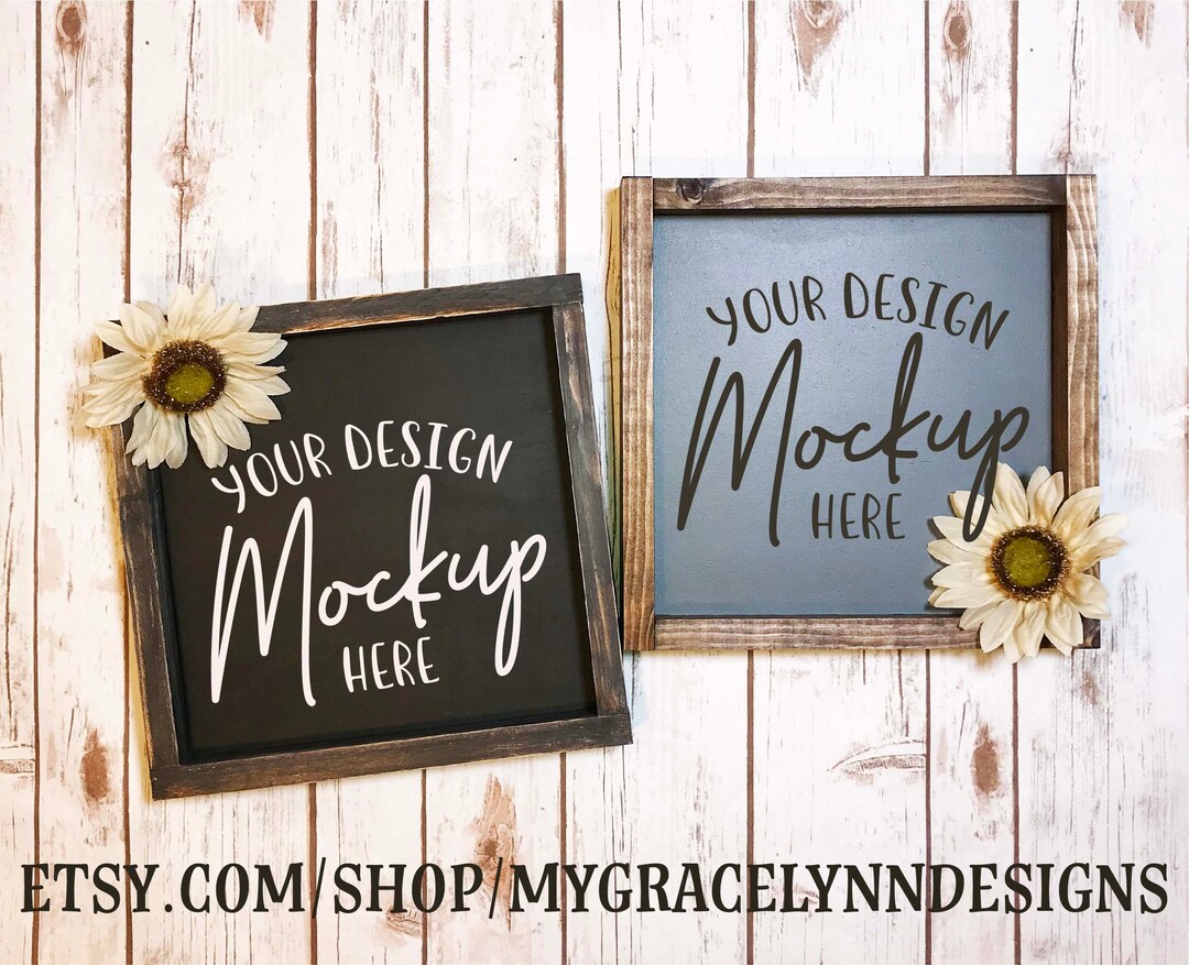Wood Sign Mockup - Digital Mock up - Square Sign Mockup - Framed Mockup ...