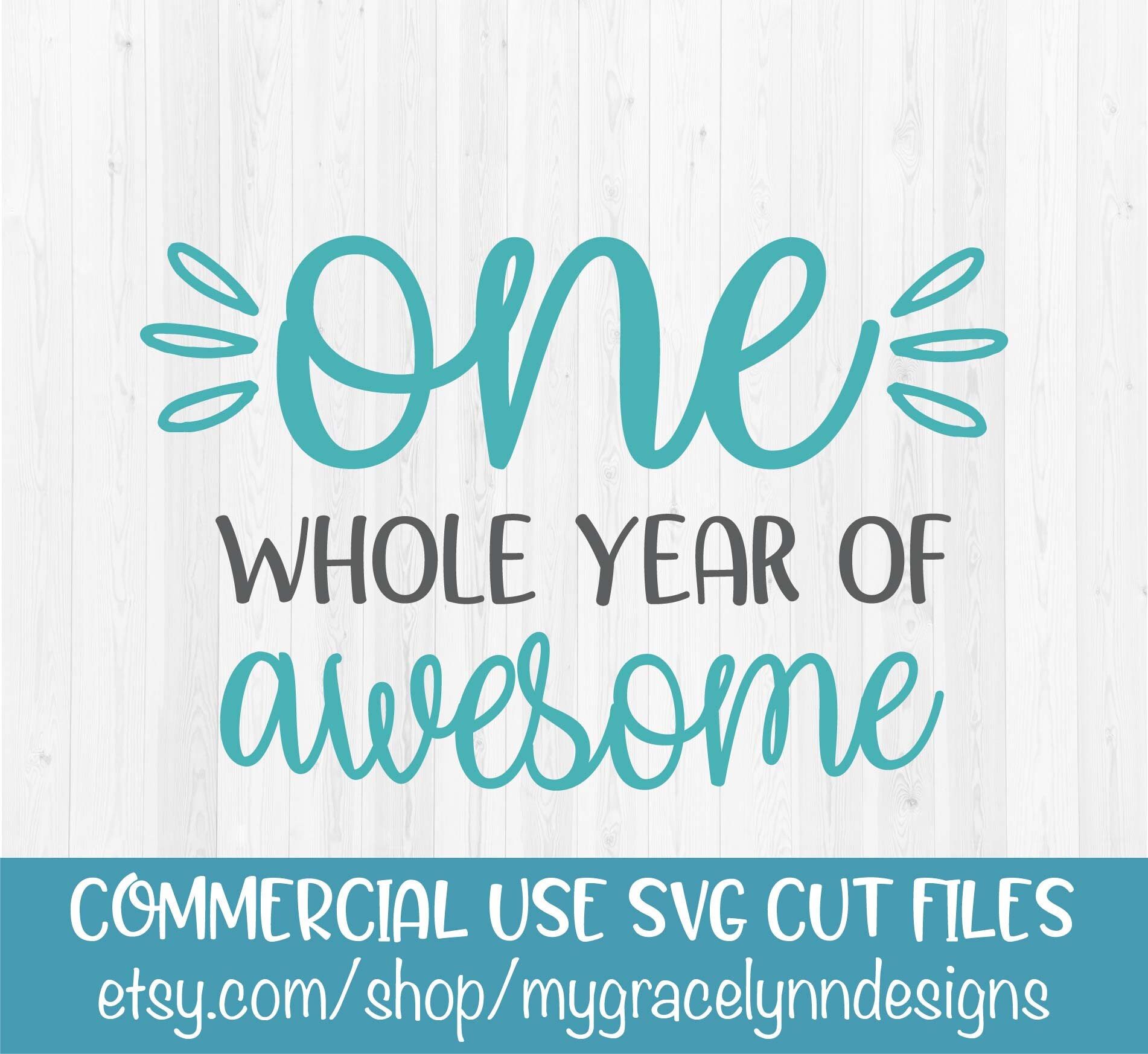 One Whole Year of Awesome First Birthday Digital Cut File | Etsy