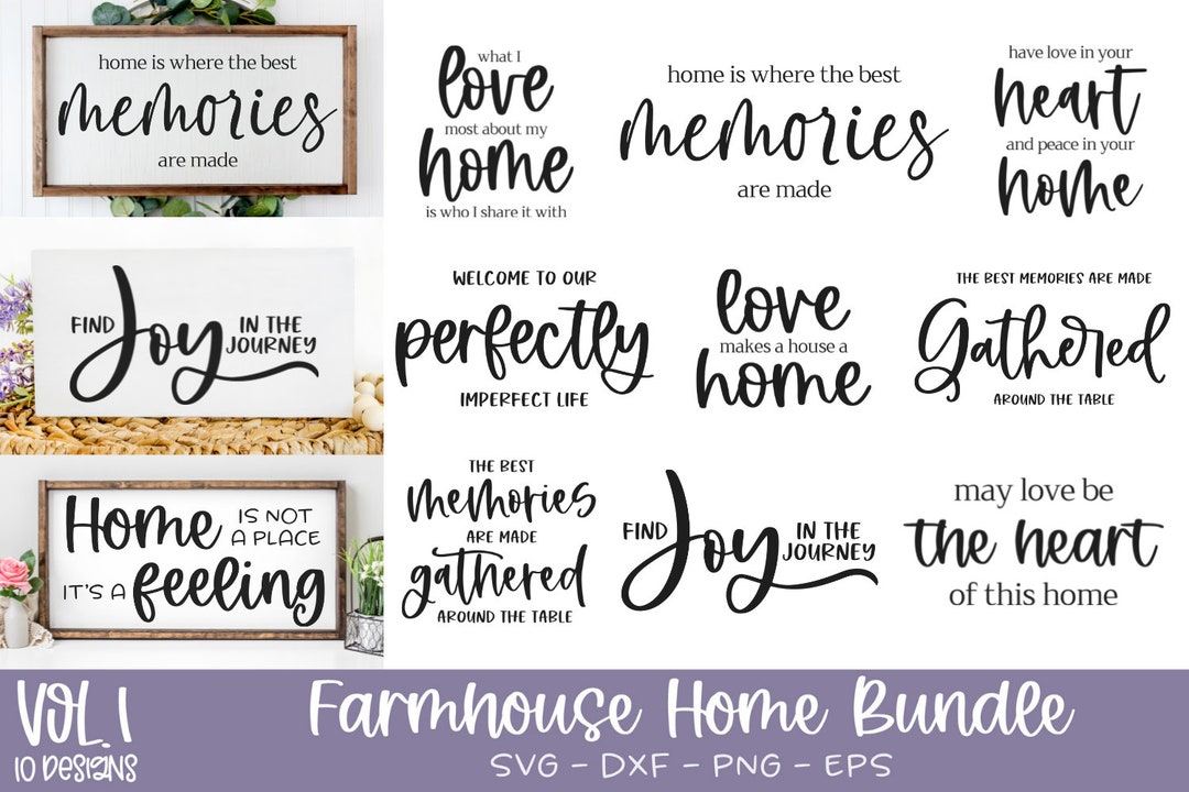 Home Sign Svg Bundle | Farmhouse Quotes Svg Bundle | Family Sign Svg ...