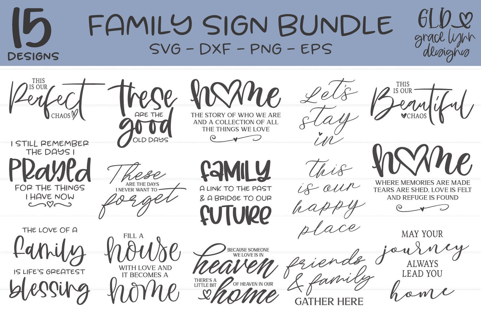 Family Sign Bundle 15 Family Quote Designs Digital Cut | Etsy
