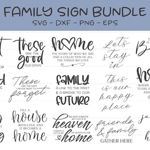 Family Sign Bundle - 15 Family Quote Designs - Digital Cut Files - Svg ...
