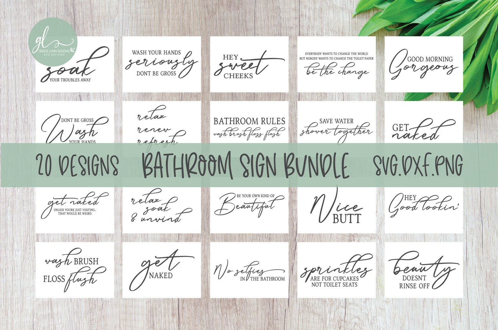 Bathroom Quote Bundle - 20 Designs - Bathroom Digital Cut Files - SVG ...