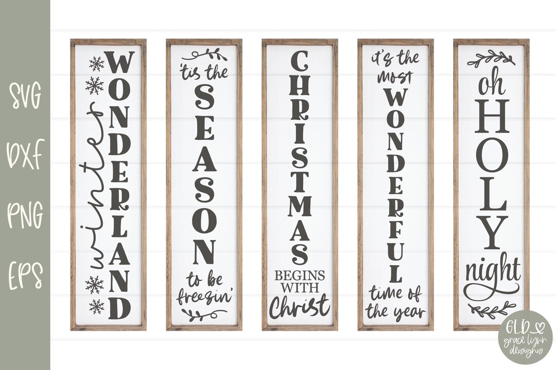 Christmas Vertical Sign Bundle Vol. 1 - 5 DIGITAL Cut Files - Svg, Dxf ...