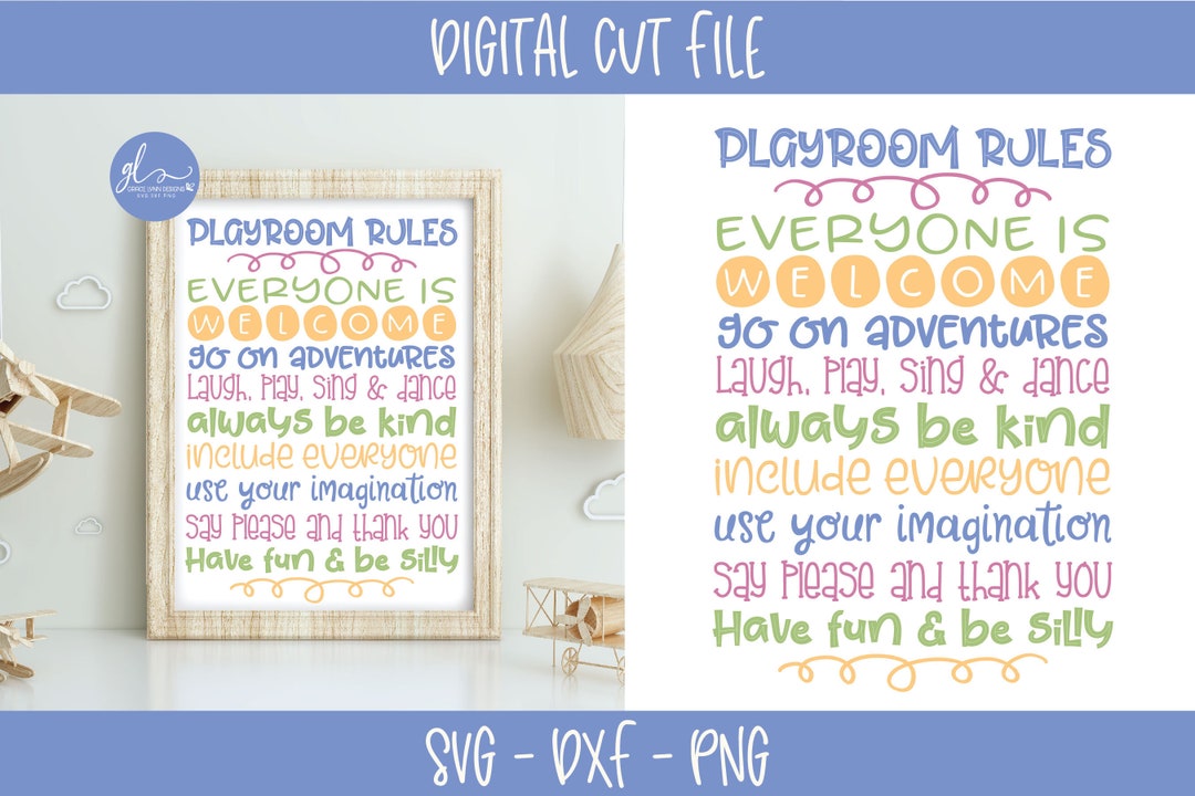 Playroom Rules - Playroom Sign Digital Cut File - SVG, DXF & PNG - Etsy