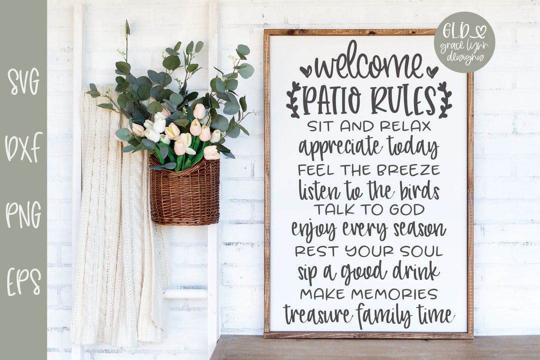 Welcome Patio Rules - Digital Cut File - Svg, Dxf, Png & Eps - Etsy