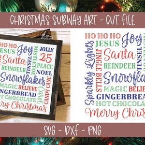 Christmas Subway Word Art - Christmas Digital Cutting File - SVG, DXF ...