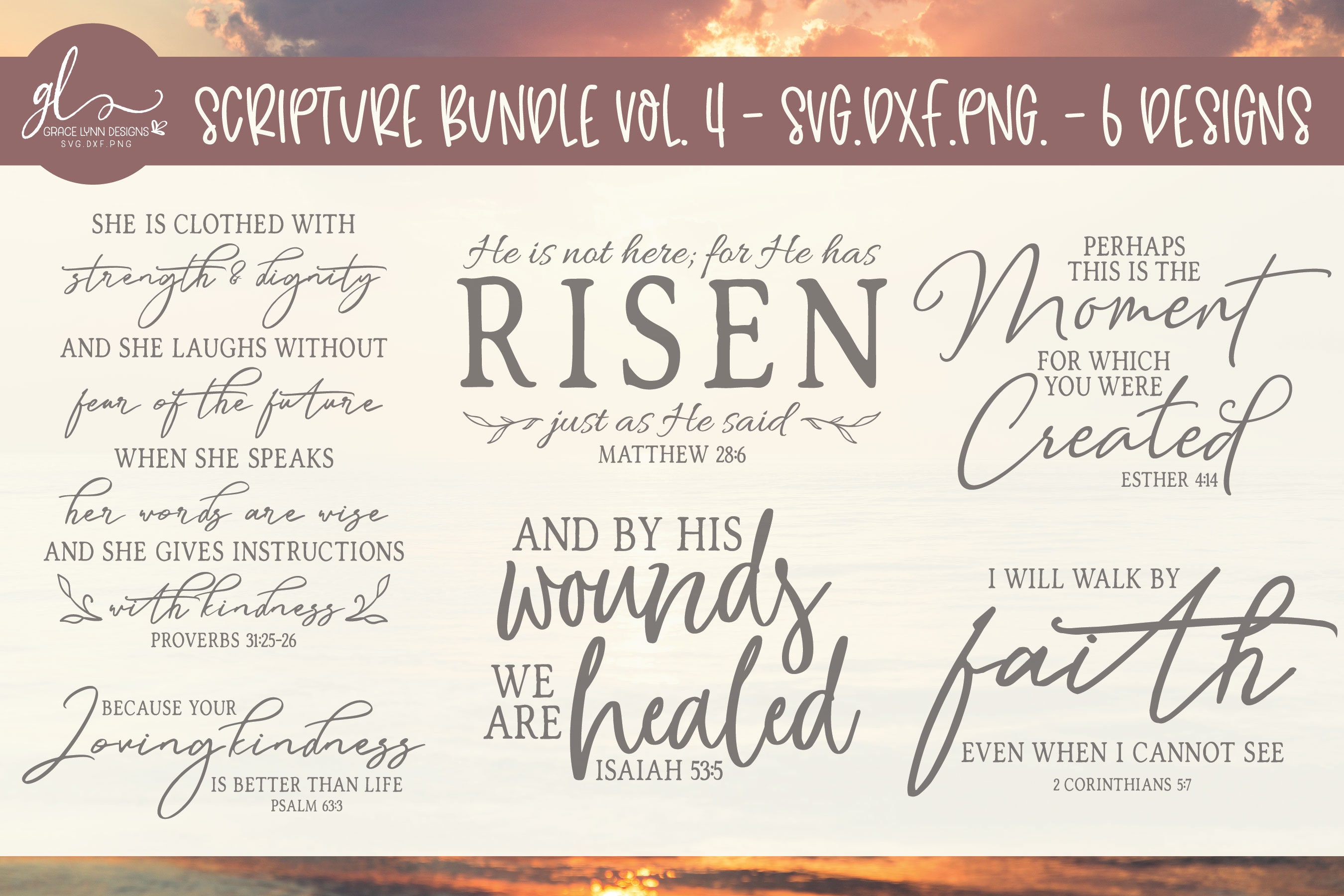 Scripture Bundle Vol. 4 6 Digital Cut Files SVG DXF & PNG | Etsy