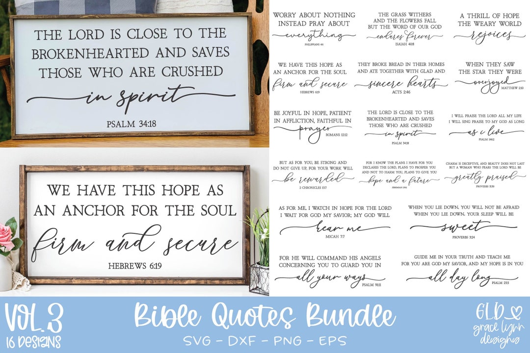 Bible Verse Quotes - 16 Bible Verse Sign Designs - Scripture SVG Bundle ...
