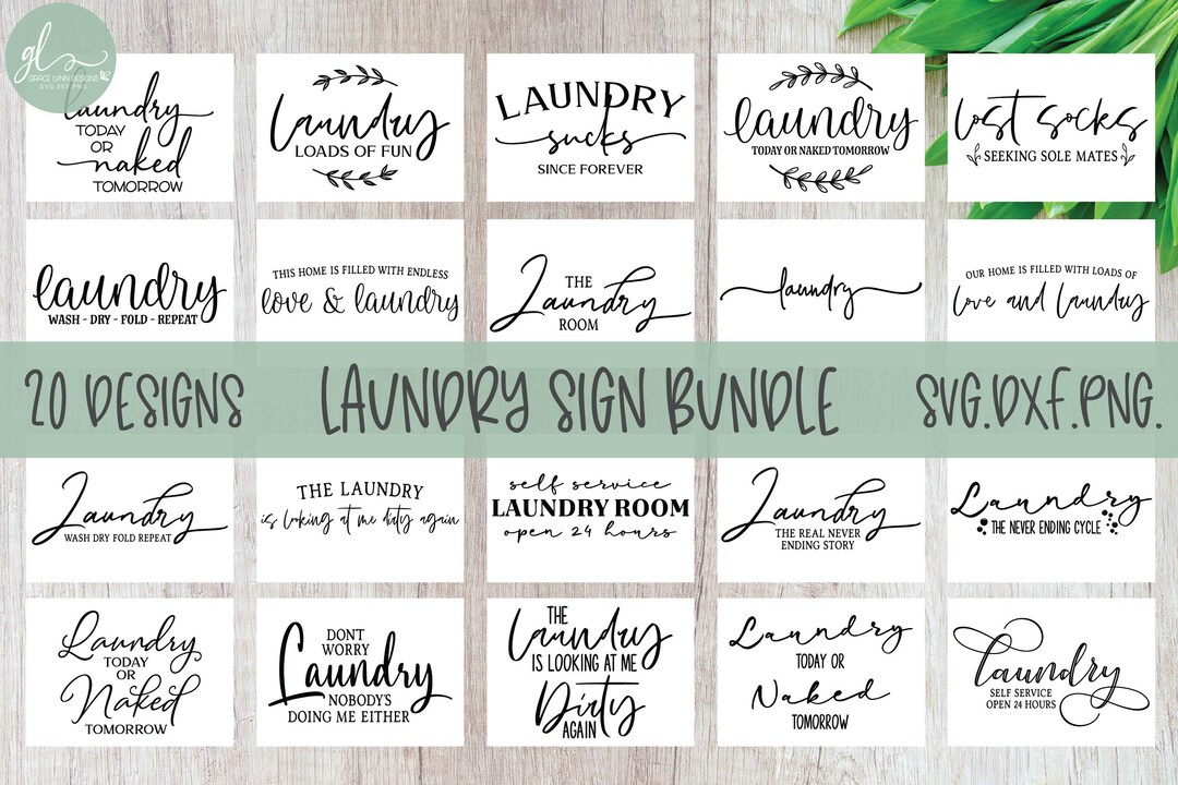 Laundry Sign Bundle - 20 Laundry Designs - SVG, DXF & PNG - Etsy