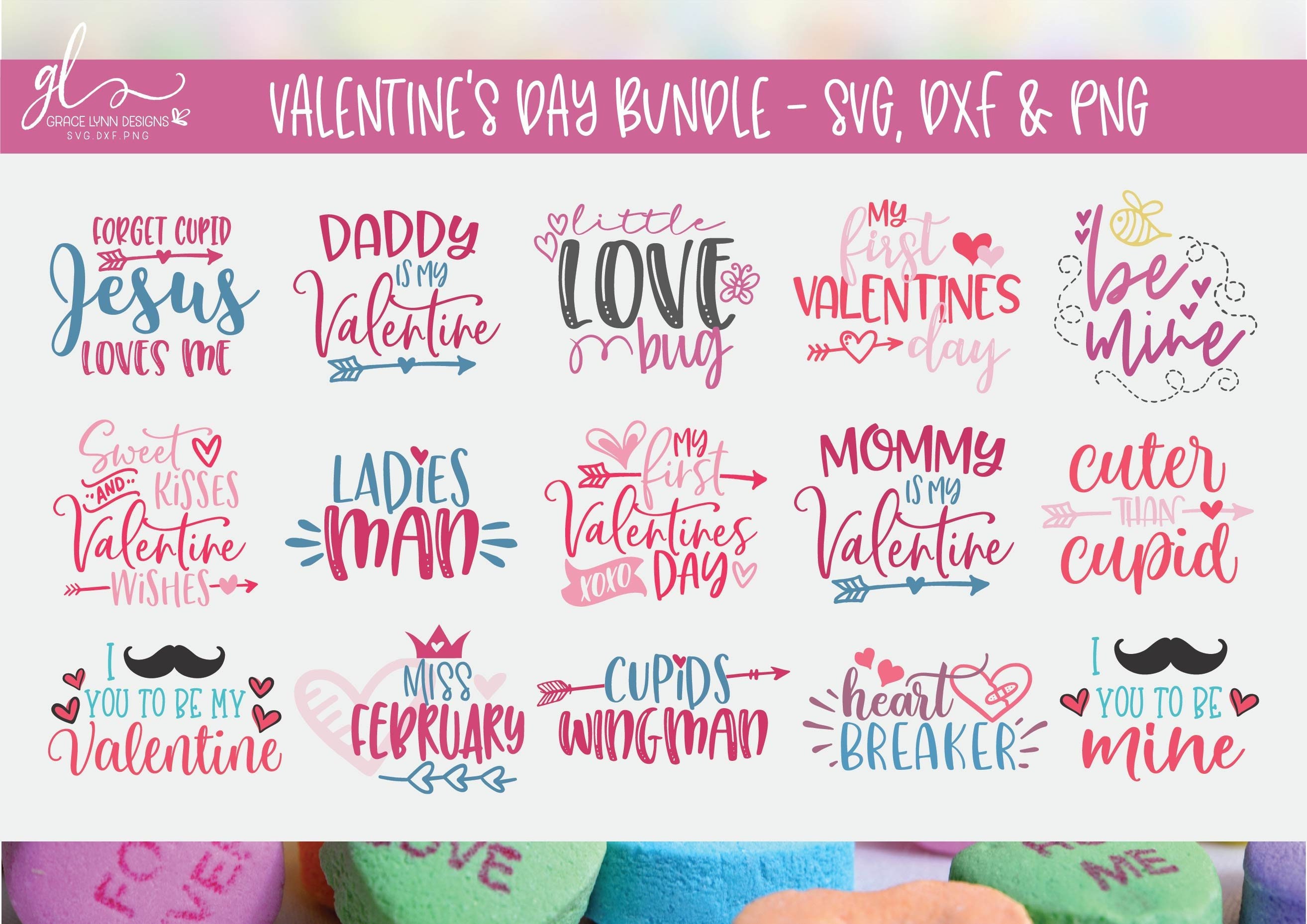 Valentine's Day Digital Cut File Bundle - SVG, DXF & PNG - 15 Designs ...