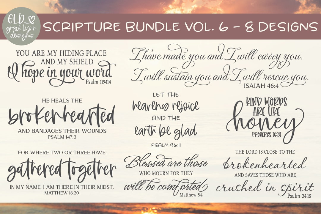 Scripture Bundle Vol. 6 - 8 Scripture Designs - Svg, Dxf, Png & Eps - Etsy