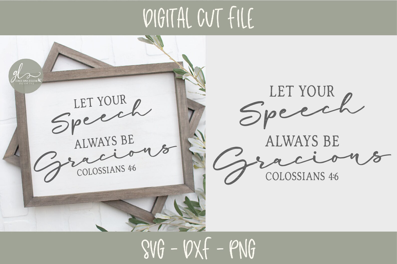 Let Your Speech Always Be Gracious Scripture Digital Cut File SVG, DXF ...