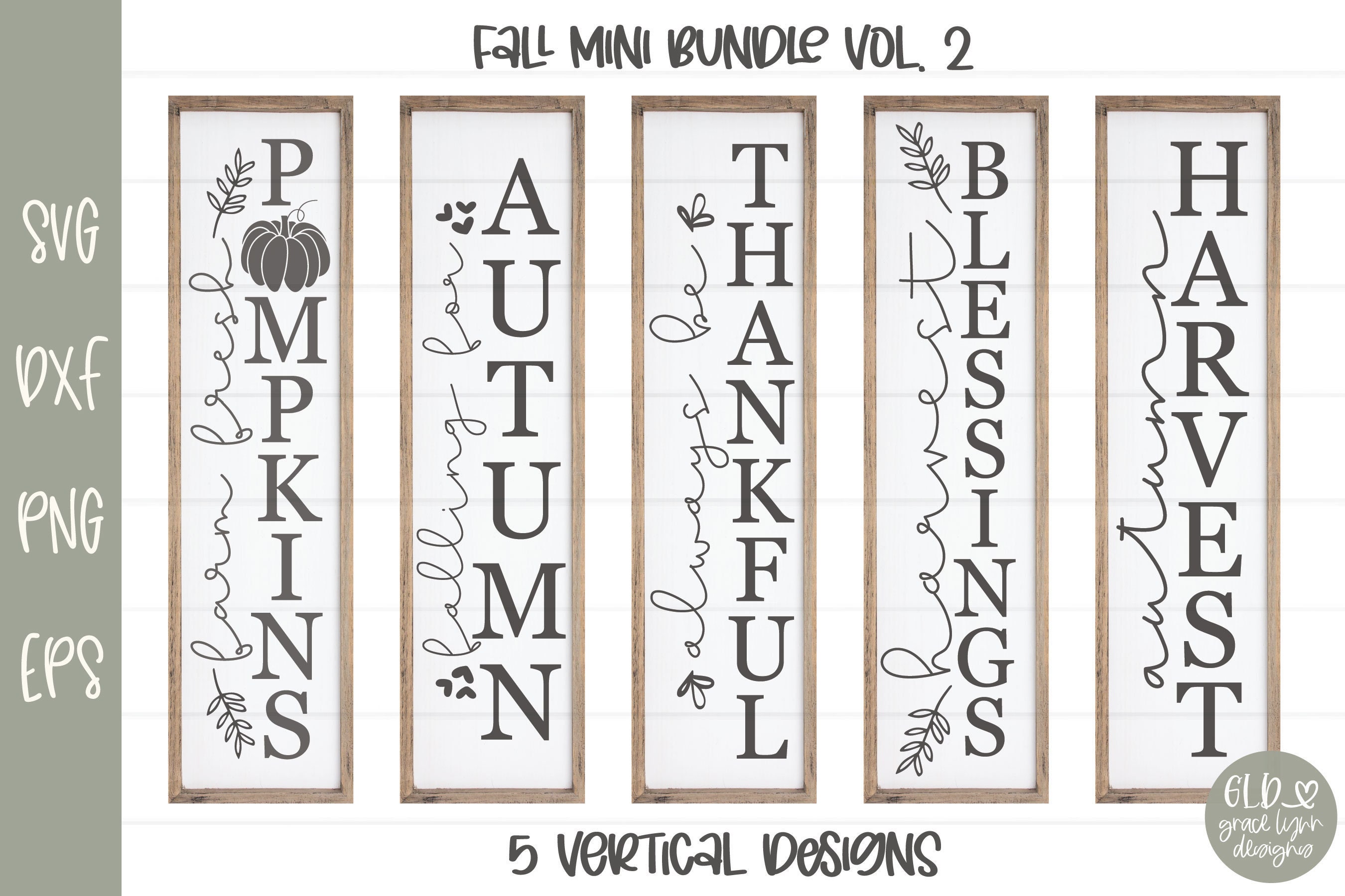 Fall Mini Bundle VOL. 2 - 5 Vertical Fall DIGITAL Cut Files - Svg, Dxf ...