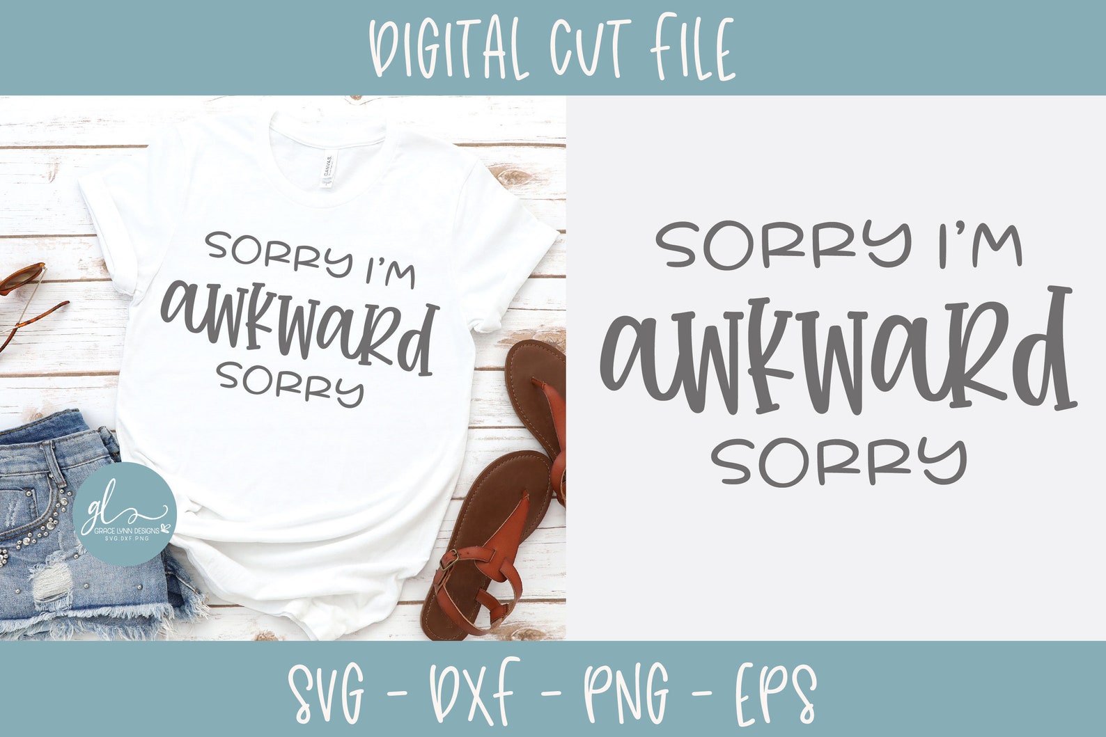 Sorry I'm Awkward Sorry Digital Cut File SVG DXF & | Etsy