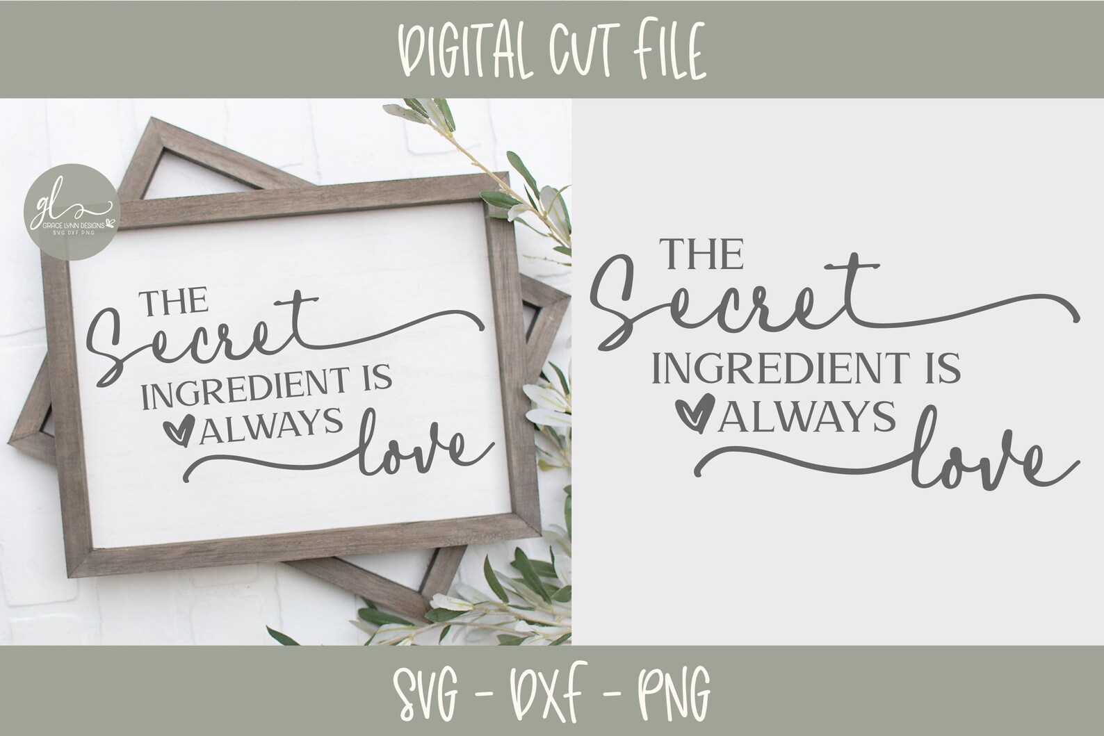 The Secret Ingredient is Always Love - Kitchen Digital Cut File - SVG ...