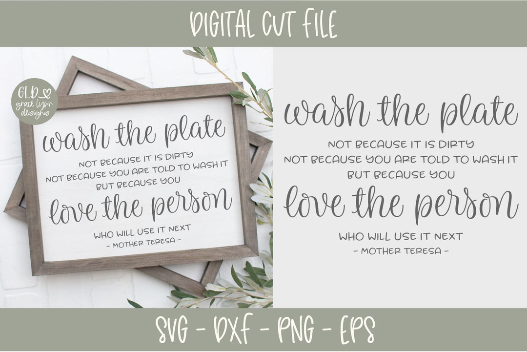 Wash the Plate - Digital Cut File - Svg, Dxf, Png & Eps - Etsy