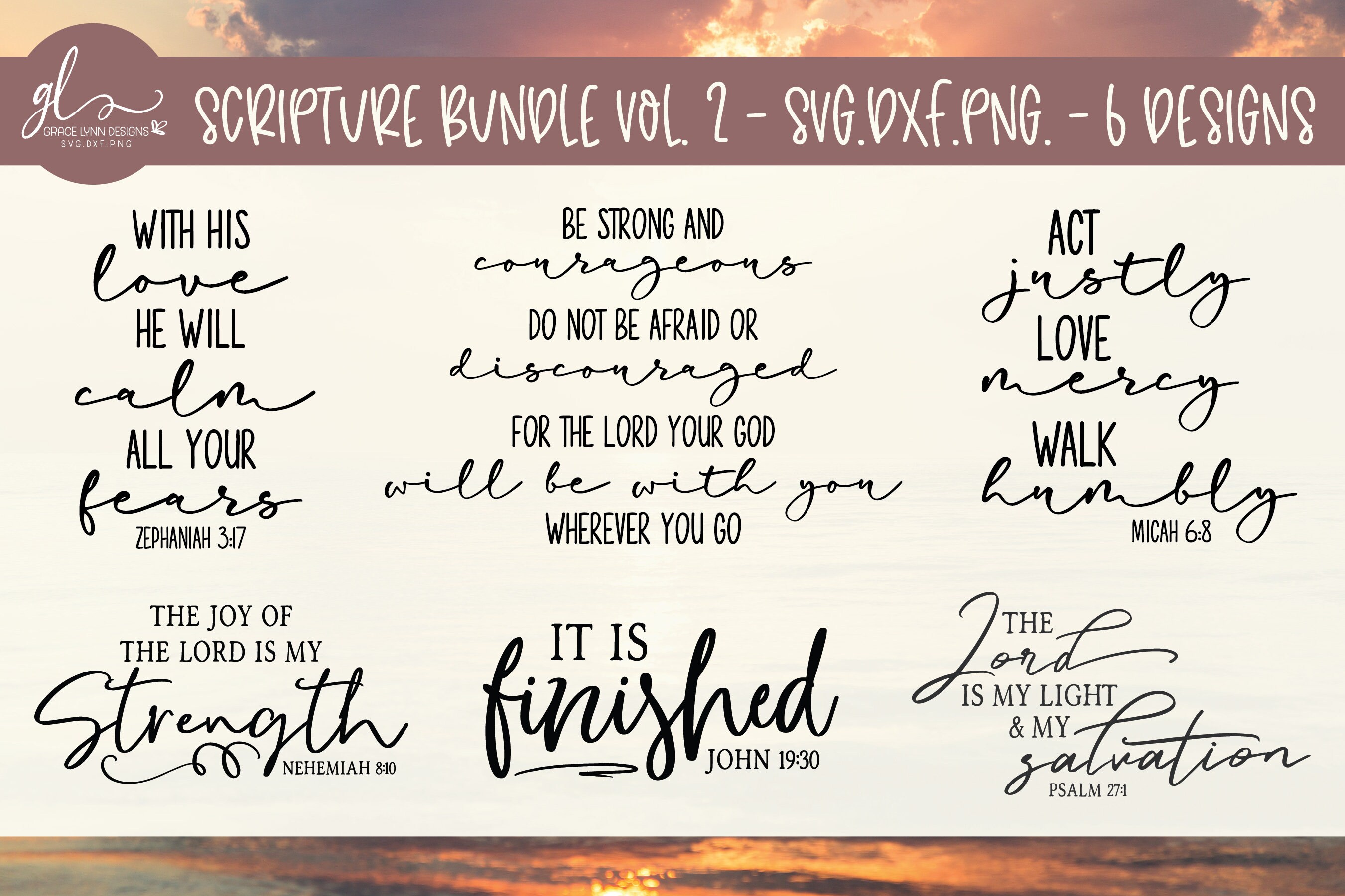 Scripture Bundle Vol. 2 6 Digital Cut Files SVG DXF & PNG | Etsy