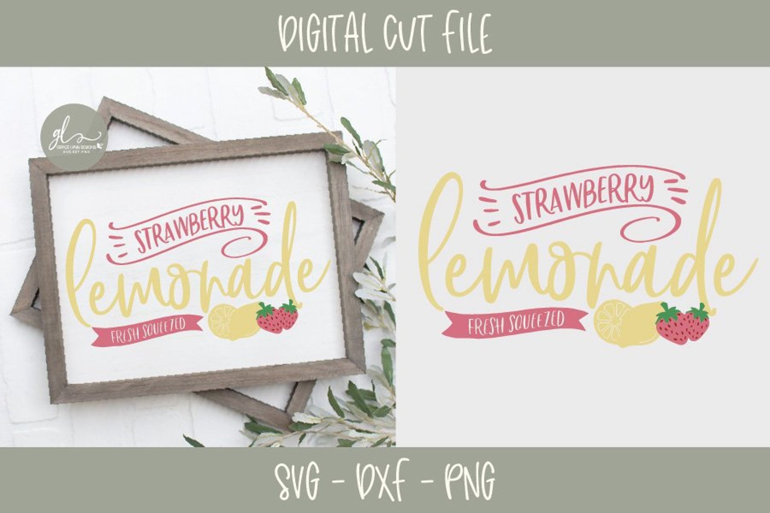 Strawberry Lemonade - Farmhouse Sign - Digital Cut File - SVG, DXF ...