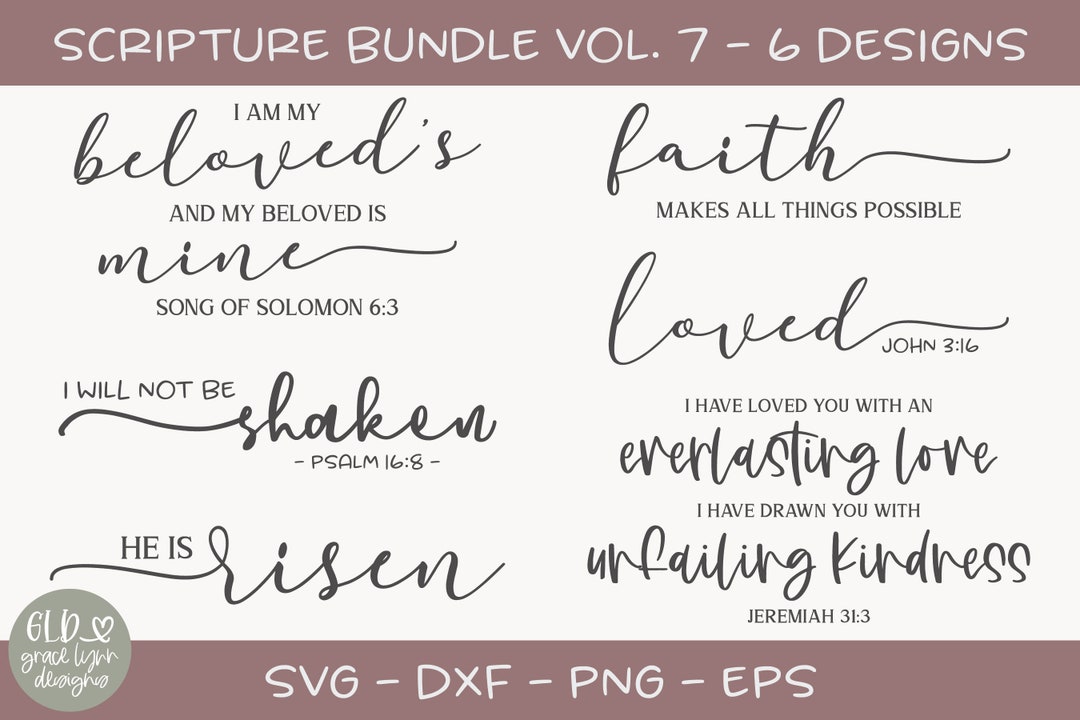 Scripture Bundle Vol. 7 - 6 Scripture Digital Cut Files - Svg, Dxf, Png ...