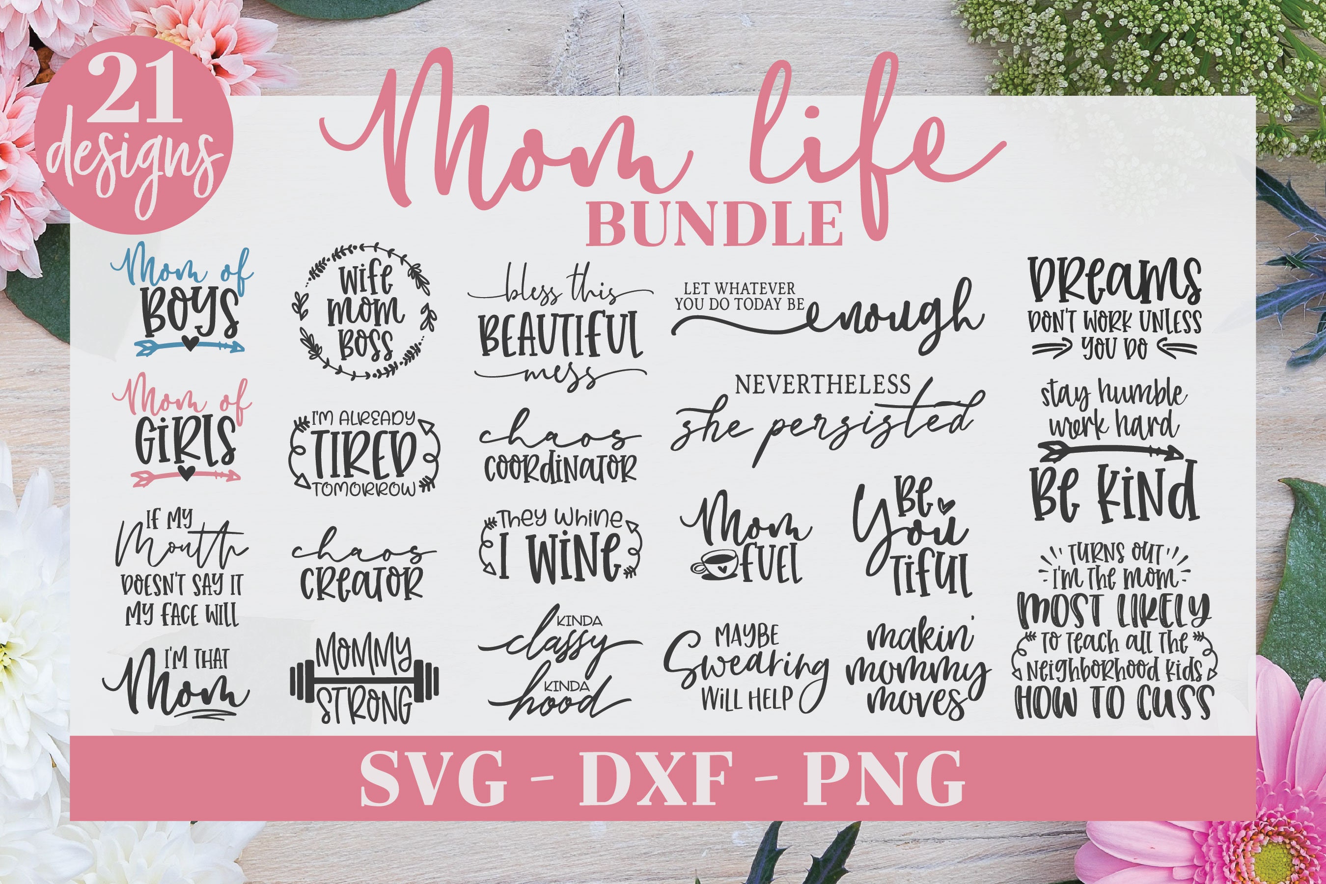 Mom Life Bundle 21 Mom Life Designs Digital Cut Files | Etsy