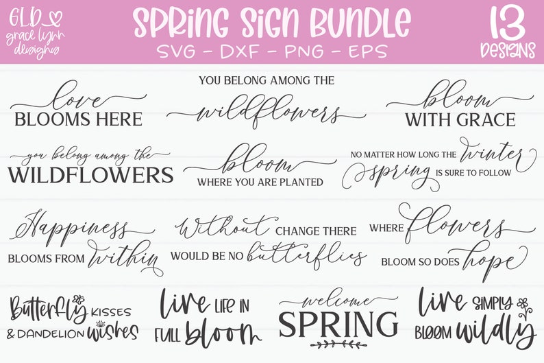 Spring Sign Bundle 13 Spring Digital Cut Files Svg Dxf - Etsy