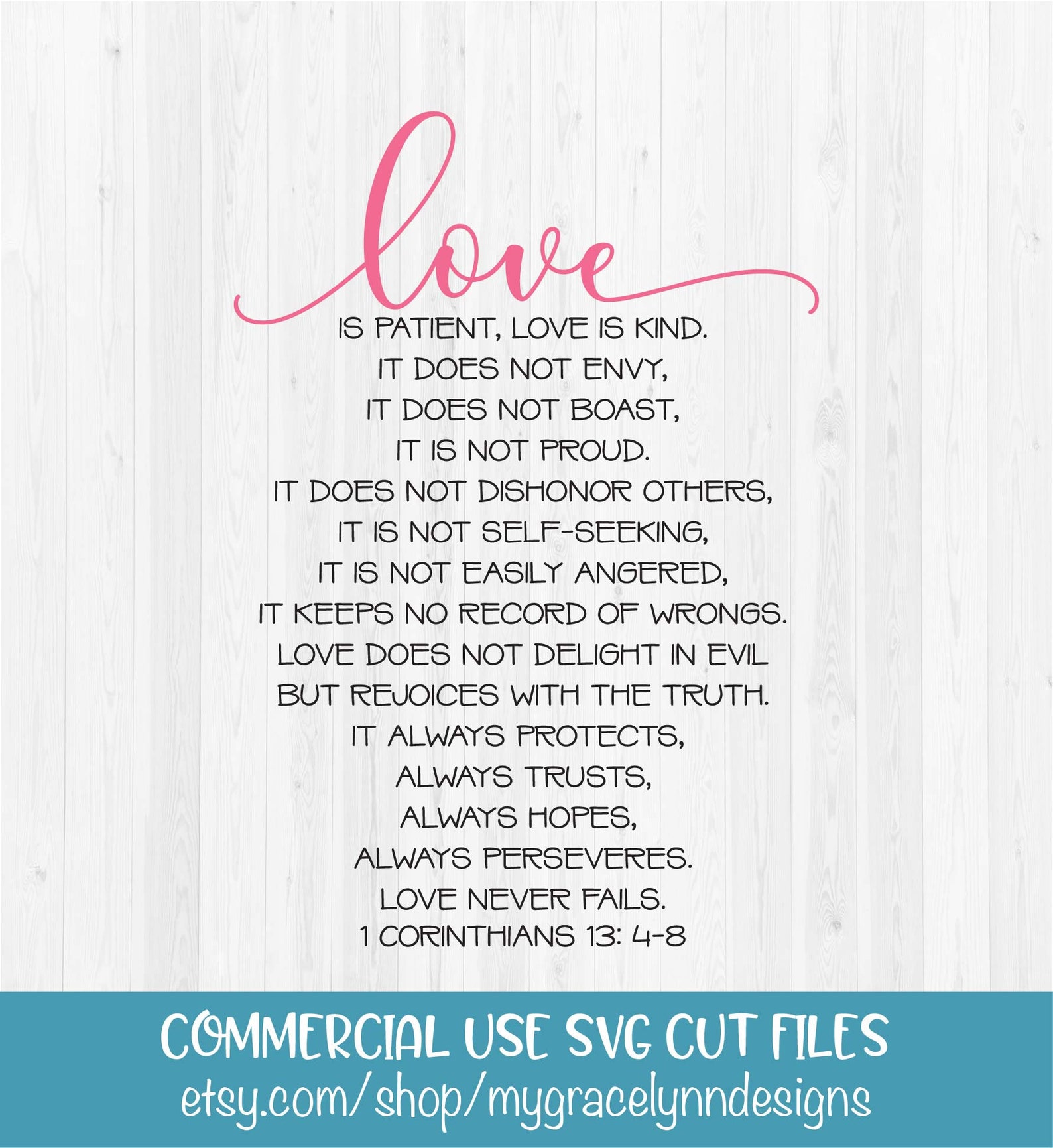 Love is Bible Verse 1 Corinthians SVG Cut File - Etsy