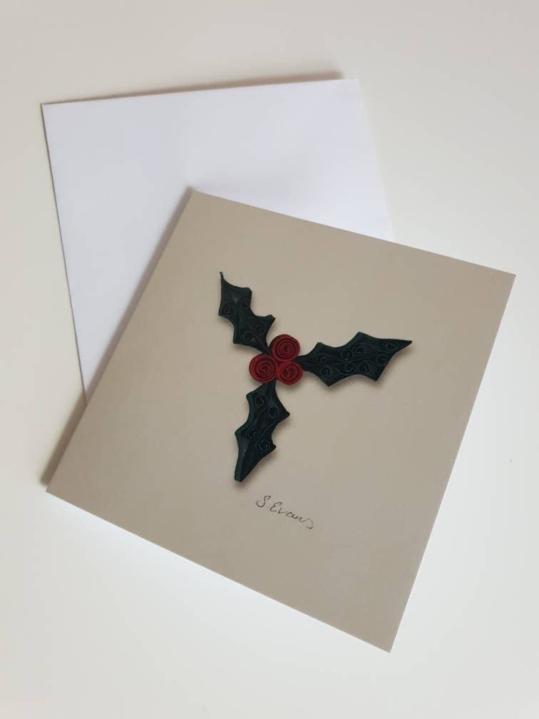 Holly Christmas Card Festive Card Holiday Holly Paper - Etsy