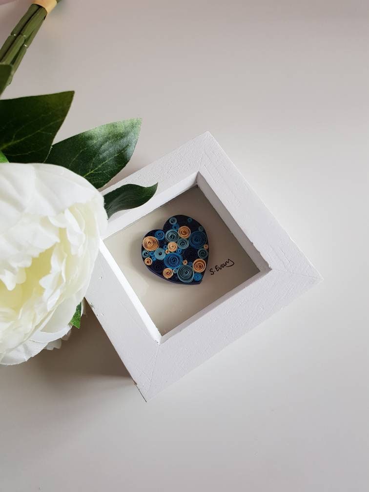 Valentines Gift Blue Love Heart Picture Wedding Gift 1st - Etsy