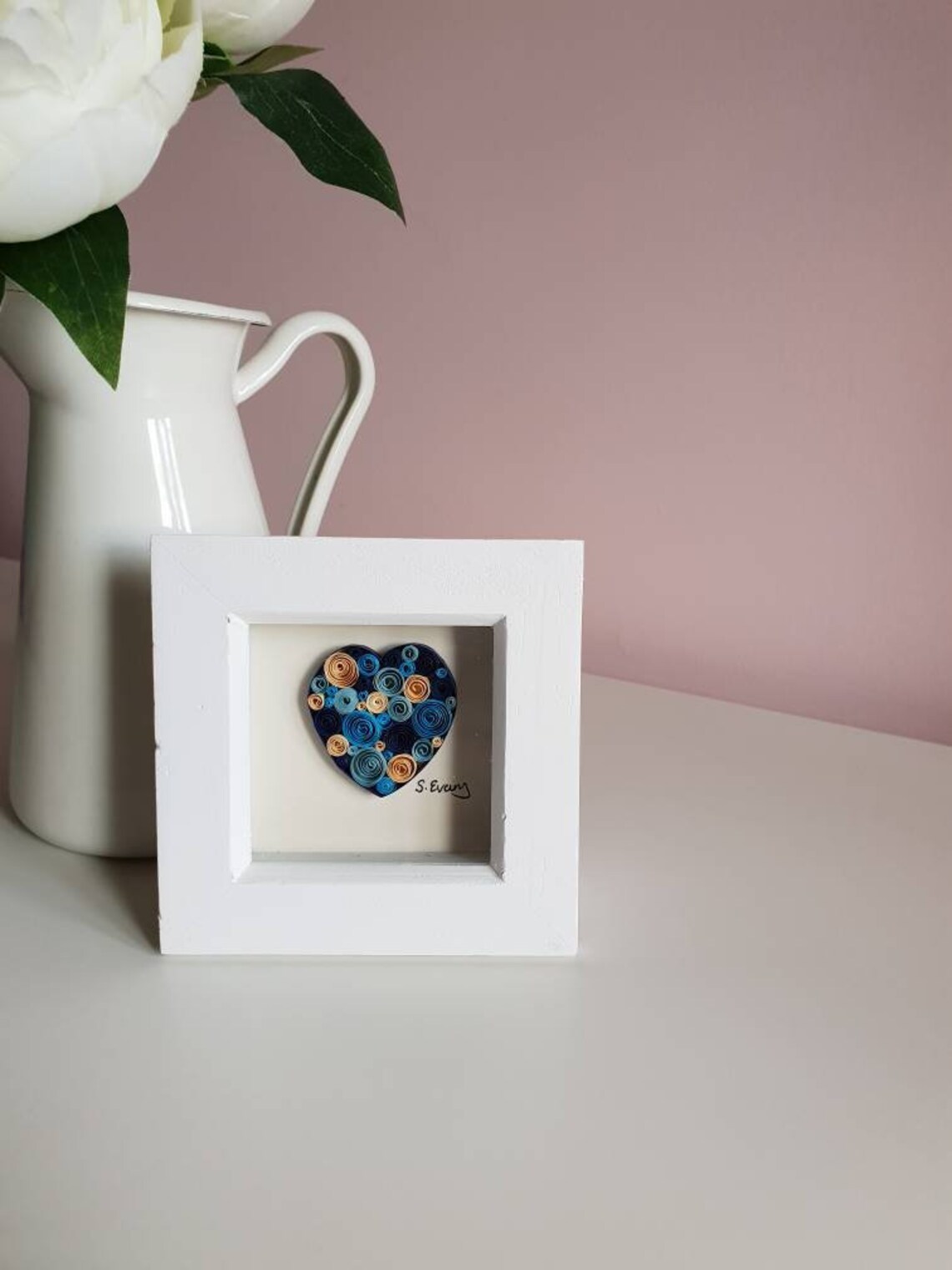 Valentines gift Blue love heart picture wedding gift 1st | Etsy