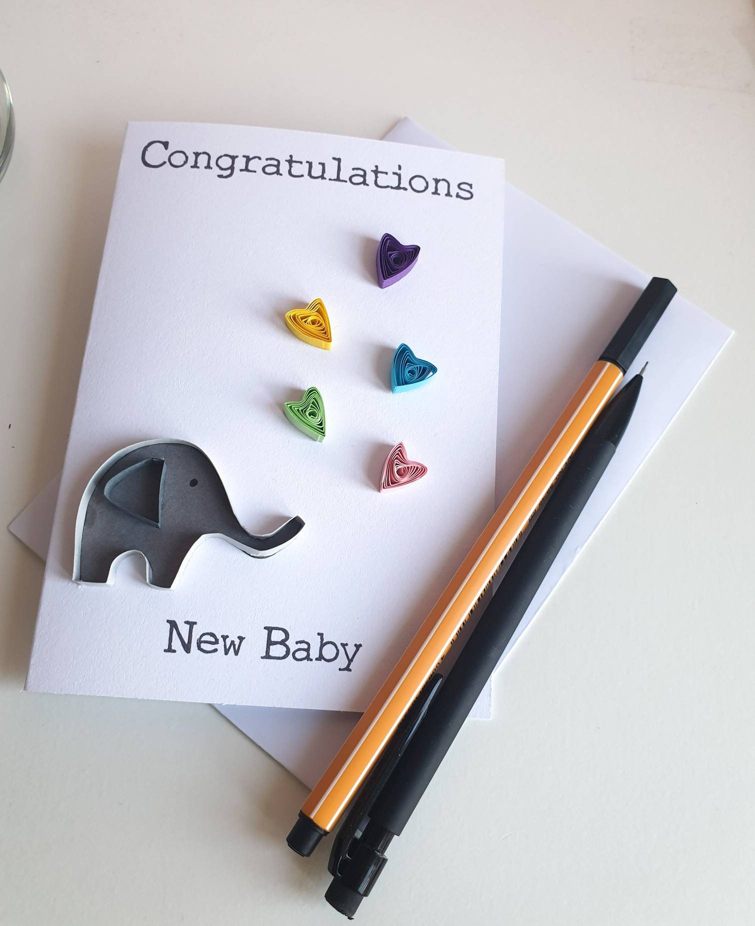 Personalised New Baby Congratulations Card, Paper Quilling Elephant and ...
