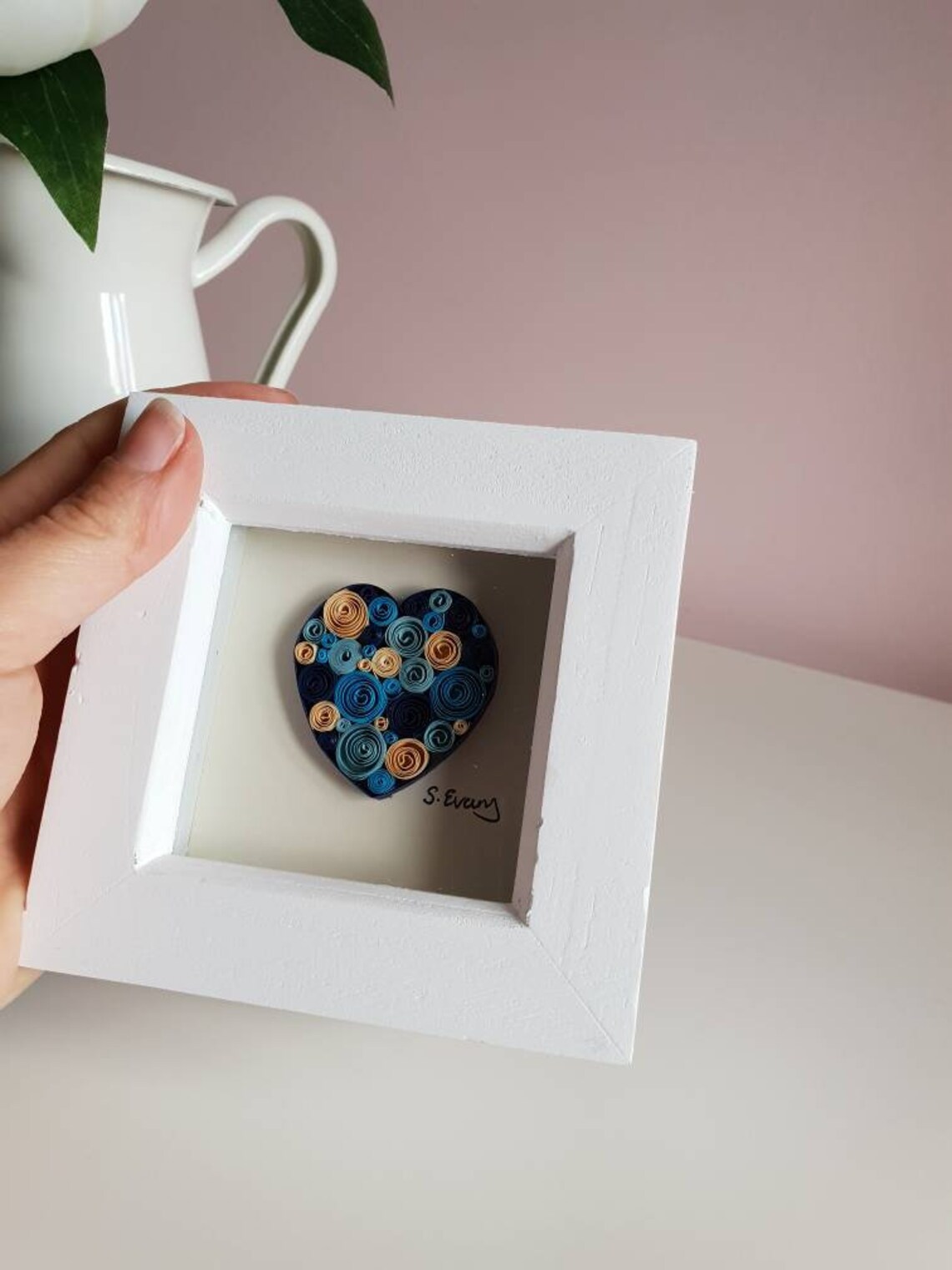 Valentines gift Blue love heart picture wedding gift 1st | Etsy