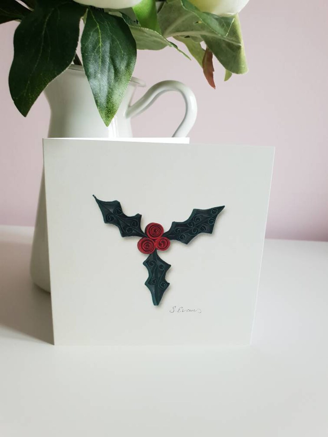Holly Christmas Card, Festive Card, Holiday Holly, Paper Quilled Design ...