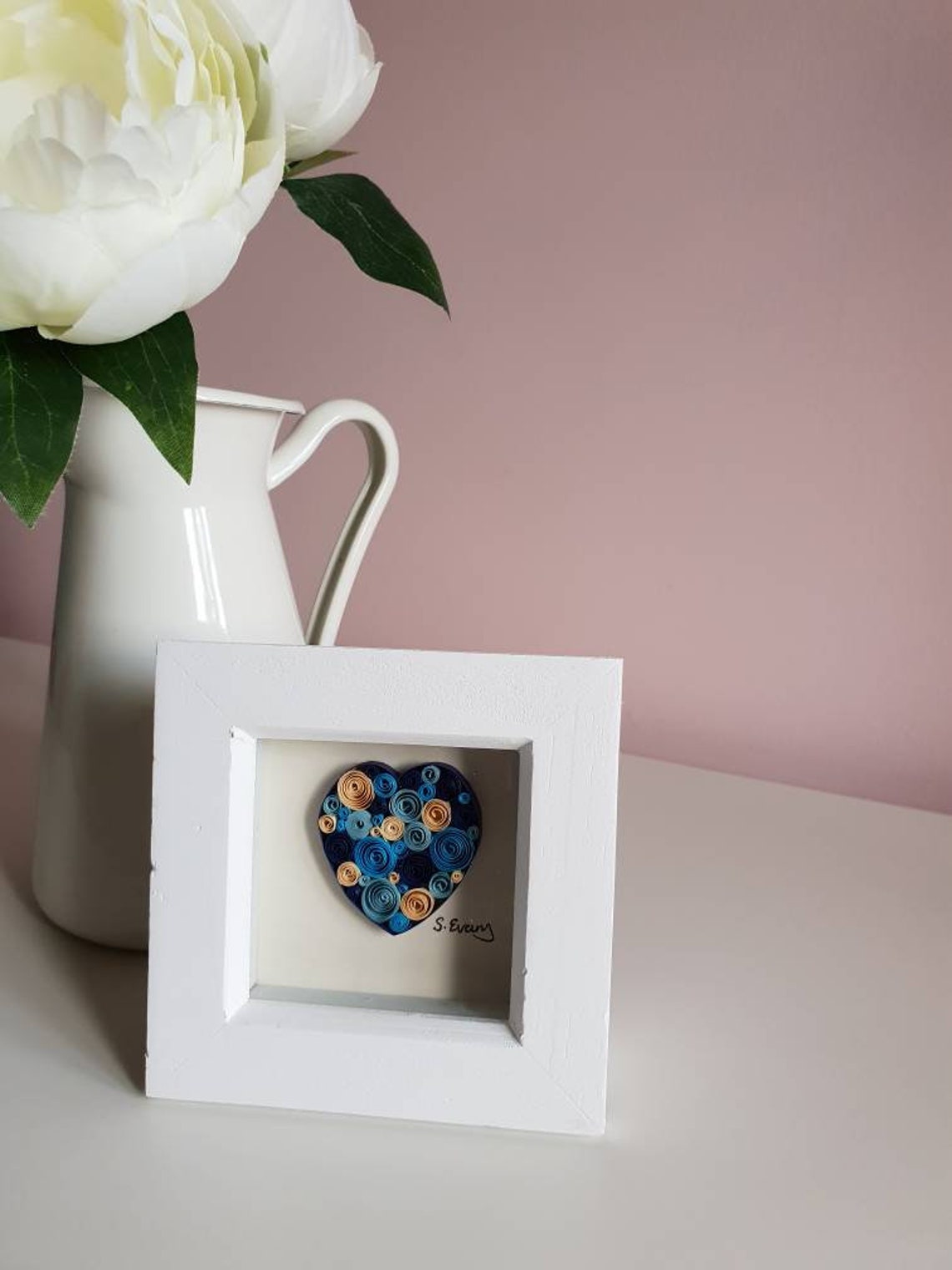 Valentines gift Blue love heart picture wedding gift 1st | Etsy