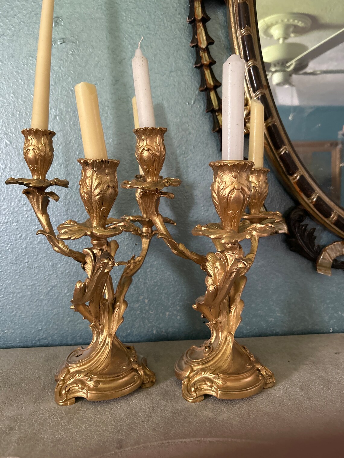 Antique Gilded Bronze Rococo Candelabras - Etsy