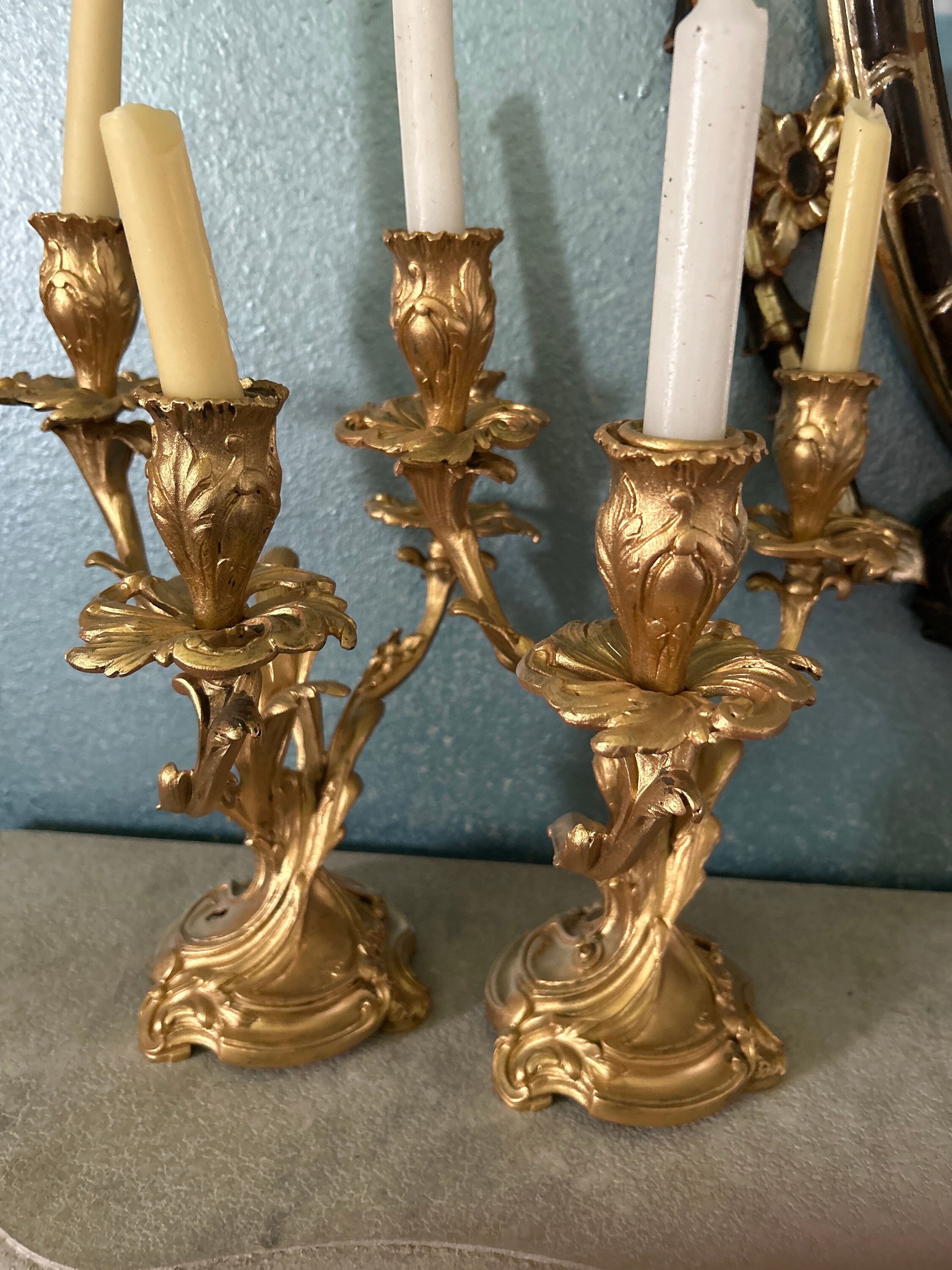 Antique Gilded Bronze Rococo Candelabras - Etsy
