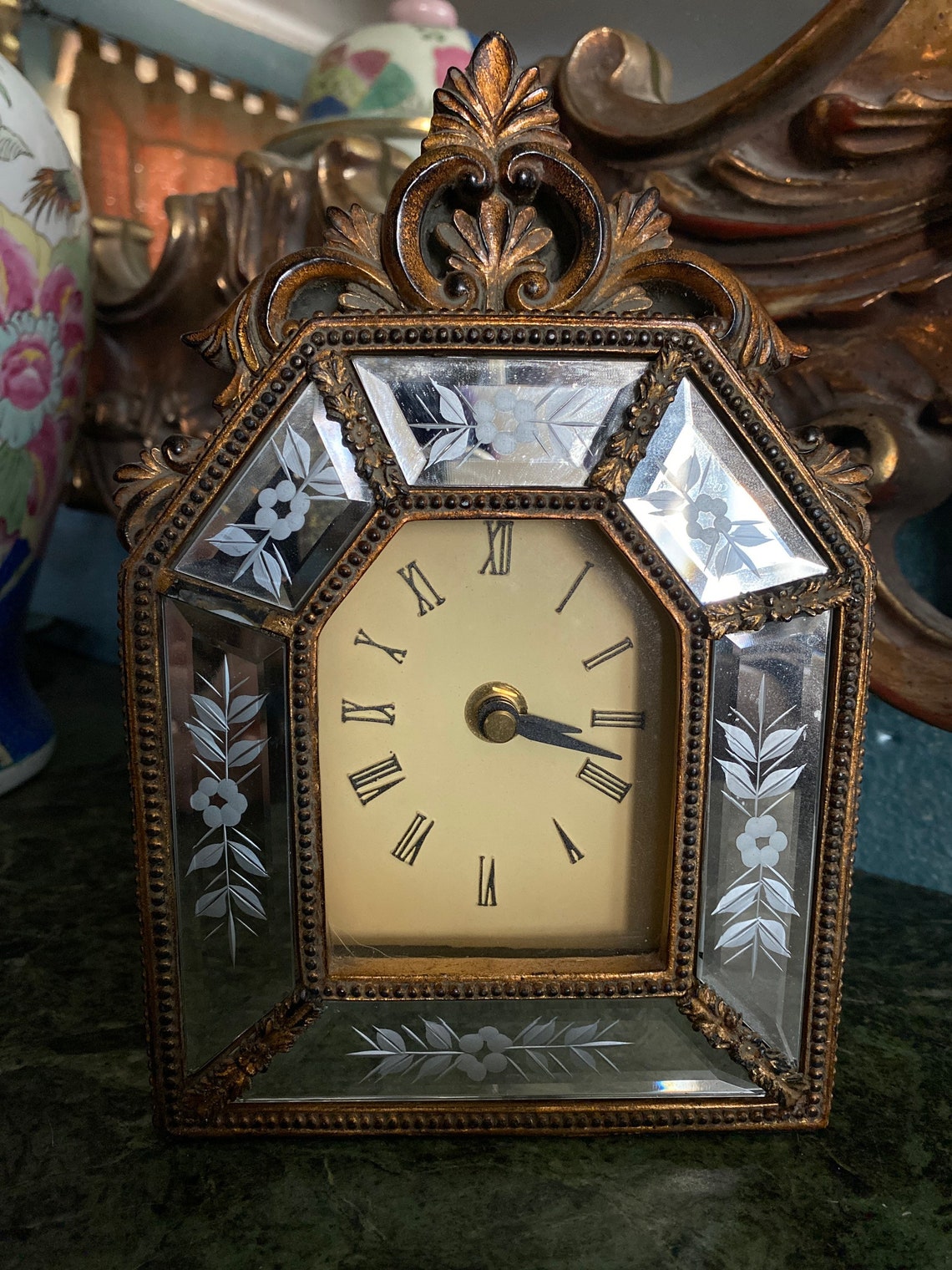 Venetian mirror murano glass clock vintage Italy | Etsy