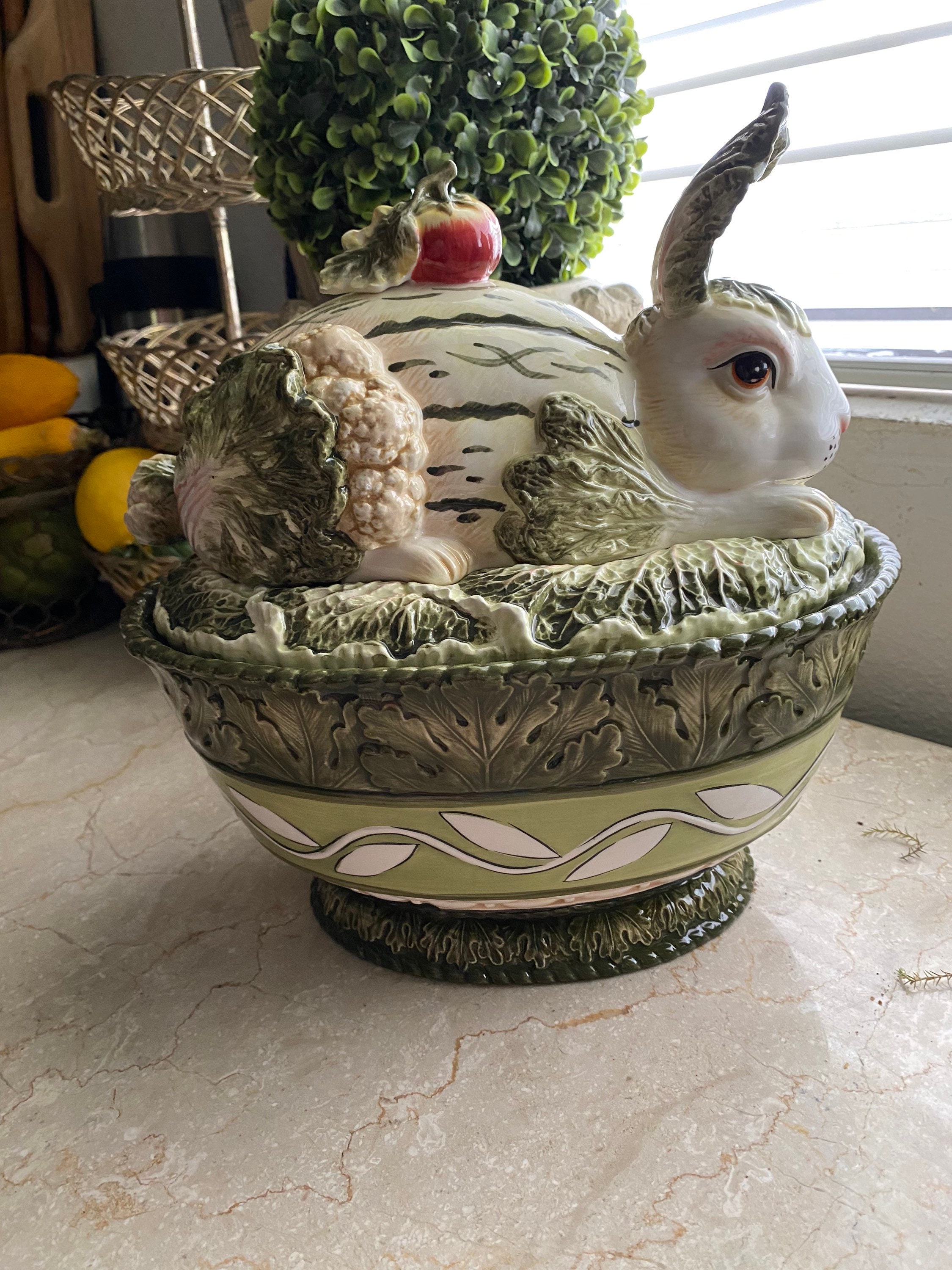 Vintage Vista Bella Majolica Cabbage Rabbit - Etsy