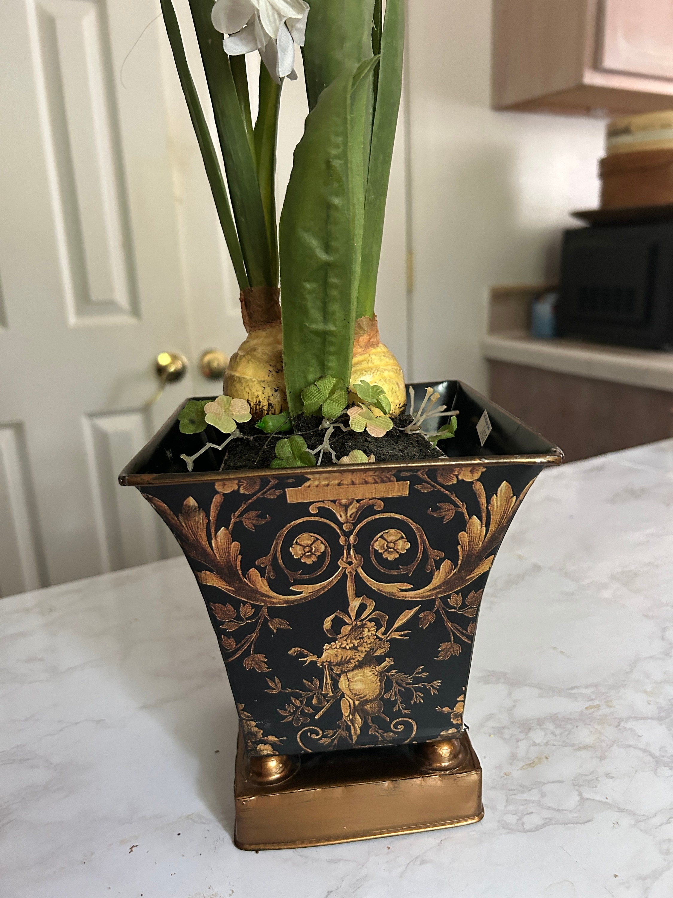 20th Century French Tole Tin Planter Cache Pot - Etsy