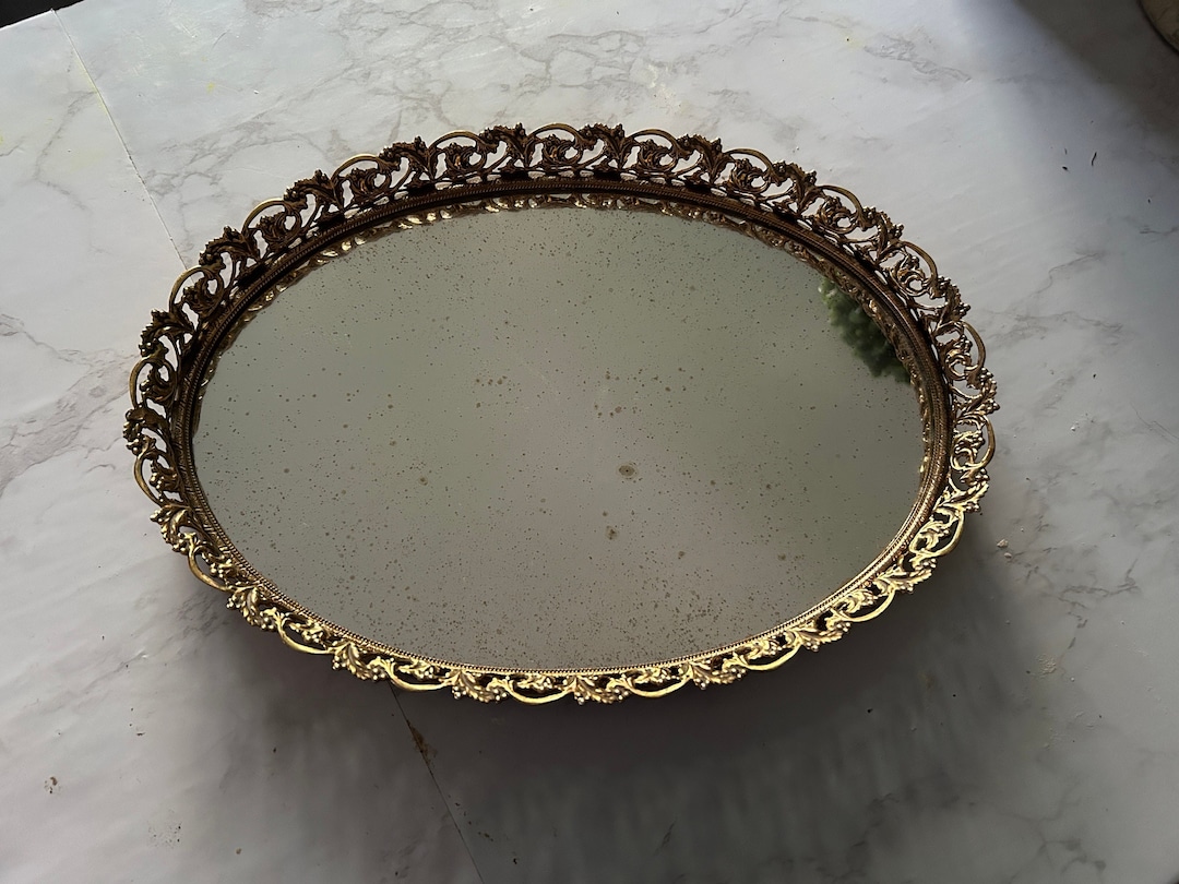 Ormolu Vintage Gold Mirror Tray - Etsy