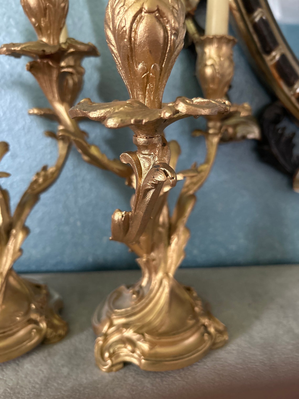 Antique Gilded Bronze Rococo Candelabras - Etsy
