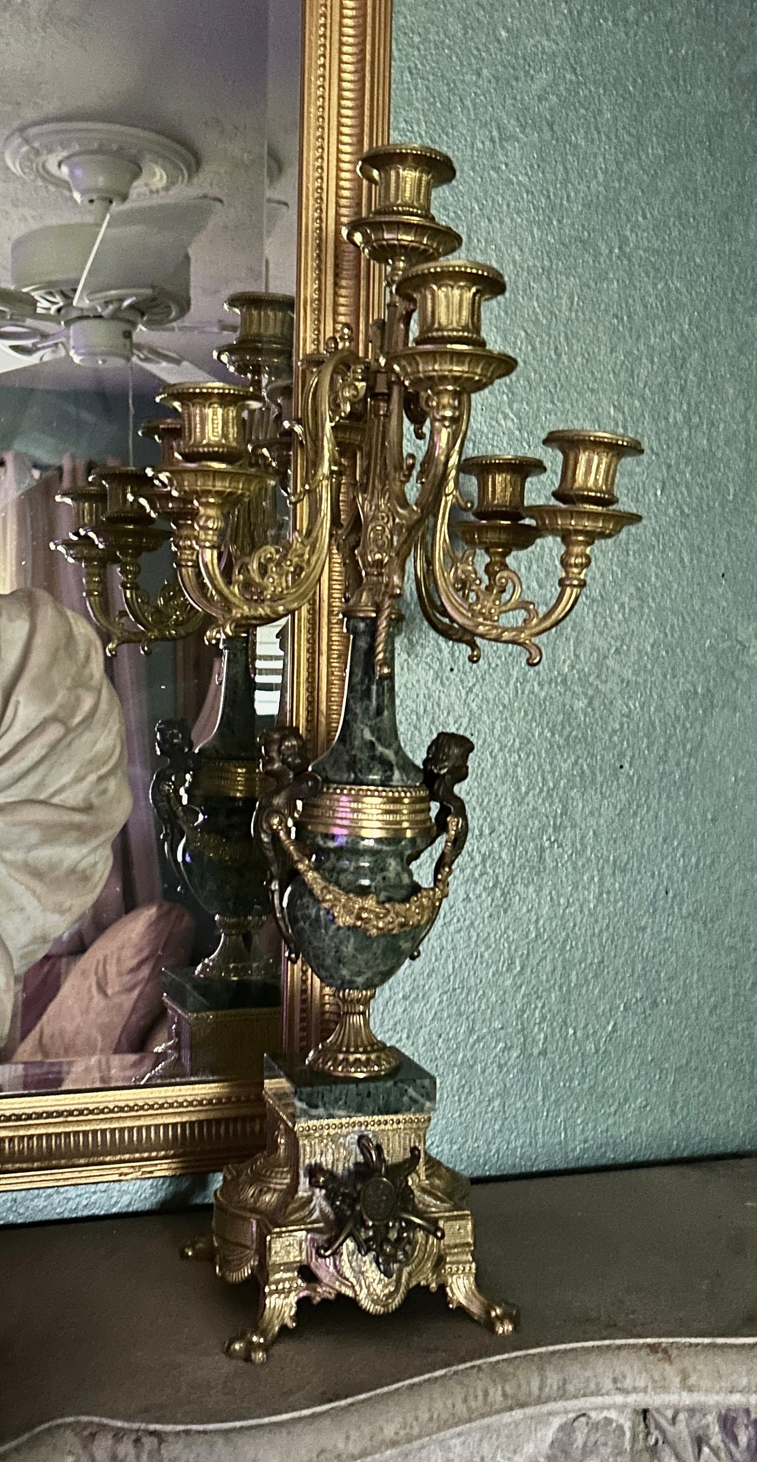 Bronze Brass Marble Candelabras Italyvintage - Etsy