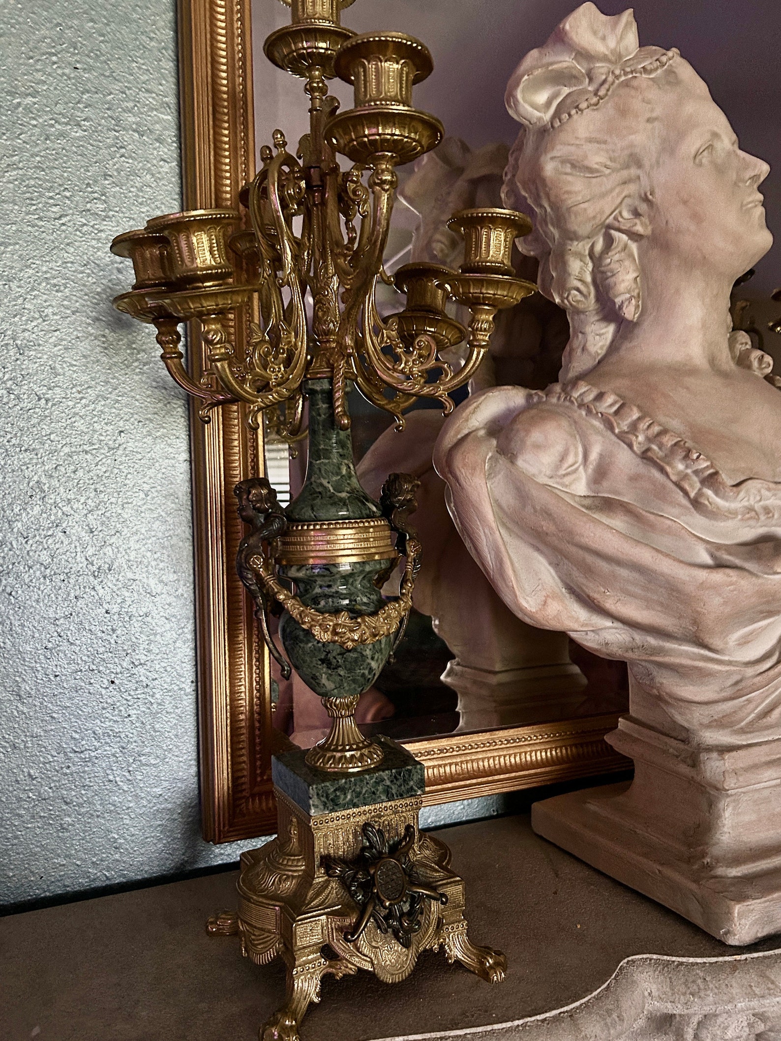 Bronze Brass Marble Candelabras Italyvintage - Etsy