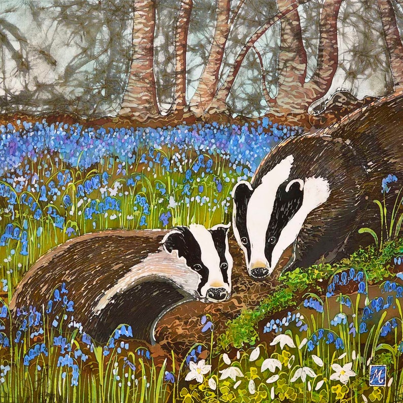Badger Print, Woodland Creatures, Fine Art, English Countryside Animals ...
